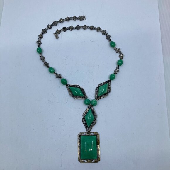 Max Neiger ? | Jewelry | Vtg 92s Max Neiger Green Peking Glass Art Deco ...